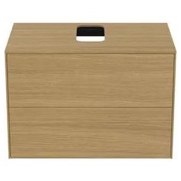 Ideal Standard Conca Waschtisch-Unterschrank T3941Y6 mit Ausschnitt, 2 Ausz&uuml;ge, 80x50,5x55 cm, mittig, Eiche hell Furnier