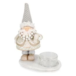 Bizzotto Teelichthalter "Santa" in Grau/ Creme - (H)15 cm - 16% | Kerzen-vasen