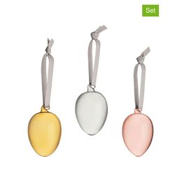 iittala 3er-Set: Dekoh&auml;nger ''Egg'' in Rosa/ Grau/ Gelb - (L)6 cm - 10% | Wohndekoration