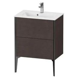 Duravit XViu Waschtisch-Unterschrank XV44880B272 61 x 59,4 x 39 cm, eiche dunkel geb&uuml;rstet, 2 Ausz&uuml;ge, stehend, schwarz matt