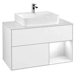 Villeroy & Boch Villeroy und Boch Finion Waschtischunterschrank F121GFGF 100cm, Abdeckplatte wei&szlig; matt, Regal rechts Glossy white lacquer, Glossy white lacquer