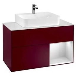 Villeroy & Boch Villeroy und Boch Finion Waschtischunterschrank F121MTHB 100cm, Abdeckplatte wei&szlig; matt, Regal rechts White matt lacquer, Peony Matt