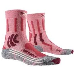 X-Socks Trek X Linen Trekkingsocken Damen vintage red melange/grey melange 41-42