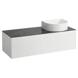 Laufen Sonar Schubladenelement/Sideboard H4054230341431 117,5x34x45,5cm, Ausschnitt rechts, Wei&szlig; matt/Nero Marquina