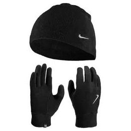 Nike Dri-FIT Fleece Winterset Laufhandschuhe mit M&uuml;tze Herren 082 - black/black/silver S/M