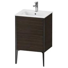 Duravit XViu Waschtisch-Unterschrank XV44590B269 51x42x59,4cm, 2 Ausz&uuml;ge, stehend, schwarz matt, nussbaum geb&uuml;rstet