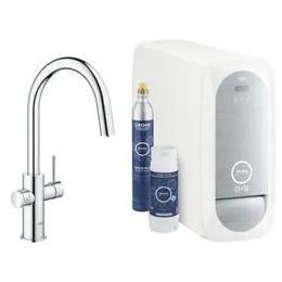 Grohe Blue Home Sp&uuml;ltisch-Einhebelmischer 31541000 Chrom, C-Auslauf-Starter Kit, herausziehbarer Mousseurauslauf