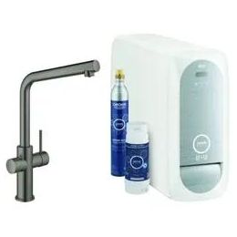 Grohe Blue Home Sp&uuml;ltisch-Einhebelmischer 31454AL1 hard graphite geb&uuml;rstet, L-Auslauf-Starter Kit