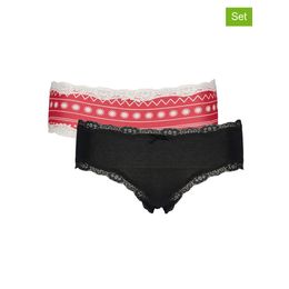 Lascana 2er-Set: Pantys in Schwarz/ Rot - 55% | Gr&ouml;&szlig;e 32/34 | Damen-unterteile
