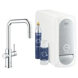 Grohe Blue Home Sp&uuml;ltisch-Einhebelmischer 31543000 Chrom, U-Auslauf-Starter Kit, herausziehbarer Mousseurauslauf