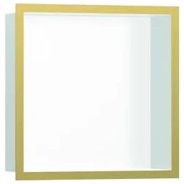 Hansgrohe XtraStoris Wandnische 56099990 30x30x10cm, mit Designrahmen, mattwei&szlig;, polished gold optic
