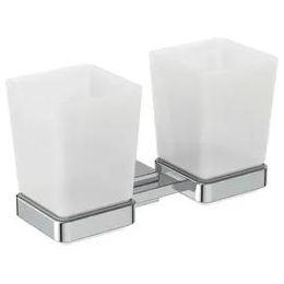 Ideal Standard IOM Cube Glashalter E2205AA doppelt, Glas satiniert, mit Befestigungssatz, verchromt