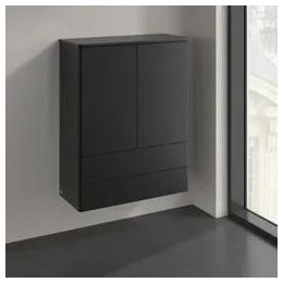 Villeroy & Boch Villeroy und Boch Antao Highboard K47000PD 2 T&uuml;ren, 814 x 1039 x 356 mm, Front ohne Struktur, Black Matt Lacquer / Black Matt Lacquer