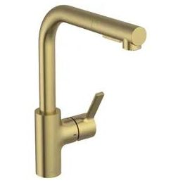 Ideal Standard Gusto K&uuml;chenarmatur BD420A2 brushed gold, mit Rohrauslauf und herausziehbarer 2-Funktionshandbrause