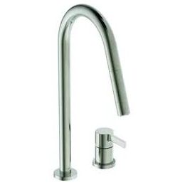 Ideal Standard Gusto K&uuml;chen-2-Loch-Armatur BD424GN silver storm, mit hohem Rohrauslauf und herausziehbarer 2-Funktionshandbrause