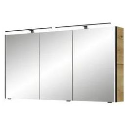 Pelipal Serie 7045 Spiegelschrank SDEA02413G167BA 2 LED-Plus-Aufsatzleuchten, dreit&uuml;rig, schwarz, 130 cm