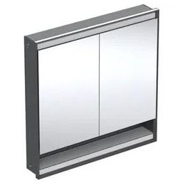 Geberit One Unterputz Spiegelschrank 505823007 90 x 90 x 15cm, schwarz matt/Aluminium pulverbeschichtet, mit Nische und ComfortLight, 2 T&uuml;ren