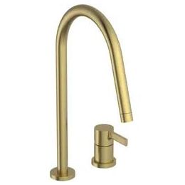 Ideal Standard Gusto K&uuml;chen-2-Loch-Armatur BD422A2 brushed gold, mit hohem Rohrauslauf