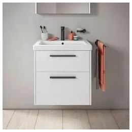 Duravit D-Code Waschtischunterschrank DC46700BD180000 ,Griff Diamantschwarz, Wei&szlig; Matt, Wandh&auml;ngend, Schubk&auml;sten 2, 584x555x460 mm