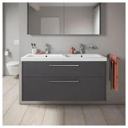 Duravit D-Code Doppel-Waschtischunterschrank DC4674010490000 ,Griff Chrom, Graphit Matt, Wandh&auml;ngend, Schubk&auml;sten 2, 1184x555x460 mm