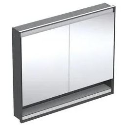 Geberit One Unterputz Spiegelschrank 505824007 105 x 90 x 15 cm, schwarz matt/Aluminium pulverbeschichtet, mit Nische und ComfortLight, 2 T&uuml;ren