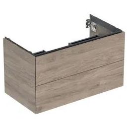 Geberit One Waschtisch-Unterschrank 505263006 88,8 x 50,4 x 47 cm, Nussbaum hickory/Melamin Holzstruktur, 2 Schubladen