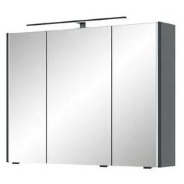 Pelipal Serie 7045 Spiegelschrank SEEA02493G138BA LED-Plus-Aufsatzleuchte, dreit&uuml;rig, schwarz, 90 cm