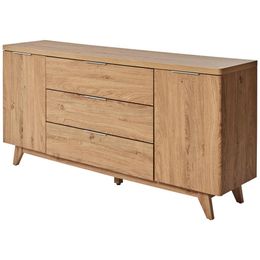 Livetastic Sideboard, Eiche, Metall, 2 F&auml;cher, 3 Schublade(n) Schubladen, 150x77x39 cm, Beim&ouml;bel erh&auml;ltlich, stehend, Wohnzimmer, Kommoden & Sideboards, Sideboards