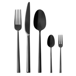 Sambonet Besteckset Rock, Schwarz, Metall, 60-teilig, lebensmittelecht, Essen & Trinken, Besteck, Besteck-Sets