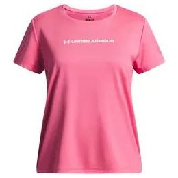 Under Armour Tech Wordmark Graphic Trainingsshirt M&auml;dchen 672 - super pink/white L (149-160 cm)