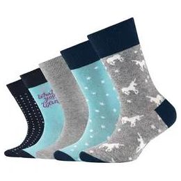 5er Pack Camano Soft Baumwoll Horse Crew Socken Kinder 6010 - nile blue 35-38