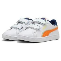 Puma Smash 3.0 Playdate Sneaker mit Klettverschluss M&auml;dchen 01 - Puma white/orange glo 35