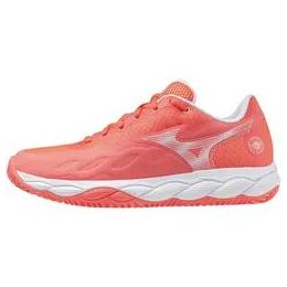 Mizuno Wave Enforce Court CC Tennisschuhe Damen 66 - striking coral/white/barely pink 42.5