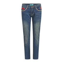 TOOche Jeans 'Teddy' Damen Gr&ouml;&szlig;e 25/26 beige / blue denim / rot