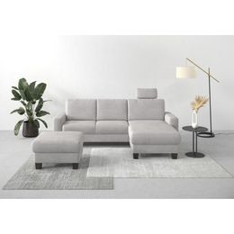 Home Affaire Ecksofa &raquo;Summer L-Form&laquo; mit Recamiere, mit oder ohne Bettfunktion und Bettkasten, Cord-Bezug silber 95% Polyester, 5% Polyamid