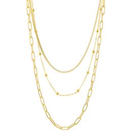 Firetti Damen Edelstahlkette &raquo;Schmuck Geschenk Trio Layerkette&laquo; gold