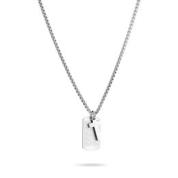 Fynch-Hatton Herren Fynch-Hatton Kette mit Anh&auml;nger &raquo;Schmuck Geschenk Edelstahl Halskette Platte Kreuz&laquo; silber