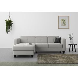 Sit & More sit&more Ecksofa &raquo;Belluci L-Form&laquo; inklusive Federkern, wahlweise mit Bettfunktion und Bettkasten silber