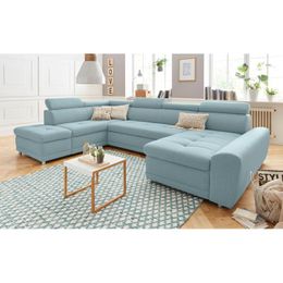 Sit & More sit&more Wohnlandschaft &raquo;Riva U-Form&laquo; wahlweise mit Bettfunktion blau Struktur (100% Polyester);Flachgewebe (100% Polyester);Luxus-Microfaser (100% 