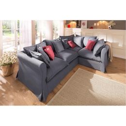 Home Affaire Ecksofa &raquo;Luise L-Form&laquo; mit vielen losen Kissen und abnehmbarer Husse grau Struktur 100% Polyester
