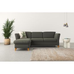 Home Affaire Ecksofa &raquo;Trelleborg L-Form&laquo; Federkern-Polsterung, wahlweise mit Bettfunktion und Bettkasten grau 100% Polyester