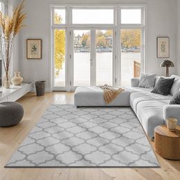 the carpet Teppich &raquo;Knight&laquo; rechteckig 12 mm H&ouml;he moderner Wohnzimmer Teppich elegant gl&auml;nzender Flor grau Polyester