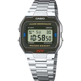 CASIO VINTAGE Damen CASIO VINTAGE Chronograph &raquo;A163WA-1QES&laquo; Quarzuhr, Armbanduhr, Damen, Herren, digital, retro, Stoppfunktion silber