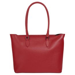 CLUTY Damen Shopper echt Leder, Made in Italy rot