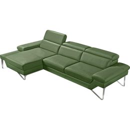 Egoitaliano Ecksofa &raquo;Princess, elegantes Designsofa mit erstklassigem Sitzkomfort, L-Form&laquo; mit Recamiere, inkl. Kopfteilverstellung, edle Designmetallf&uuml;&szlig;e gr&uuml;n 