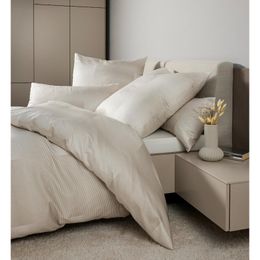 Janine Bettw&auml;sche &raquo;Milano 4510545105 07 135X200,80x80&laquo; mit Rei&szlig;verschluss beige Mako-Satin, Obermaterial: 100% Baumwolle