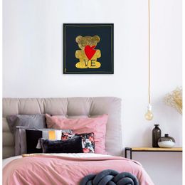 queence Leinwandbild &raquo;Bears Love&laquo; B&auml;r B&auml;ren Kunst 1 Stk. tlg. Premium-Leinwandstoff, Handarbeit aus Deutschland gold Canvas, Holzrahmen