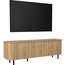 Home Affaire Lowboard &raquo;Murano, 181 cm breit, 3 T&uuml;ren, TV-Schrank, TV-Kommode, Medienboard&laquo; Formgebogenes MDF, Stirnseiten mit Rundung, F&uuml;&szlig;e und Griffe