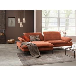 W.Schillig Ecksofa &raquo;enjoy&MORE&laquo; in Living coral, F&uuml;&szlig;e schwarz pulverbeschichtet, Breite 294 cm orange Schlingenpolgewebe W82 (74% Polyacryl, 26% 