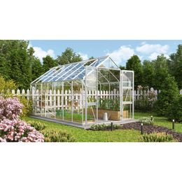 Vitavia Gew&auml;chshaus &raquo;Domus 11500&laquo; mit Doppelschwingt&uuml;ren, bodentiefer T&uuml;rschwelle, 3 mm Sicherheitsglas silber B/H/T: 257cm x 253,9cm x 449cm